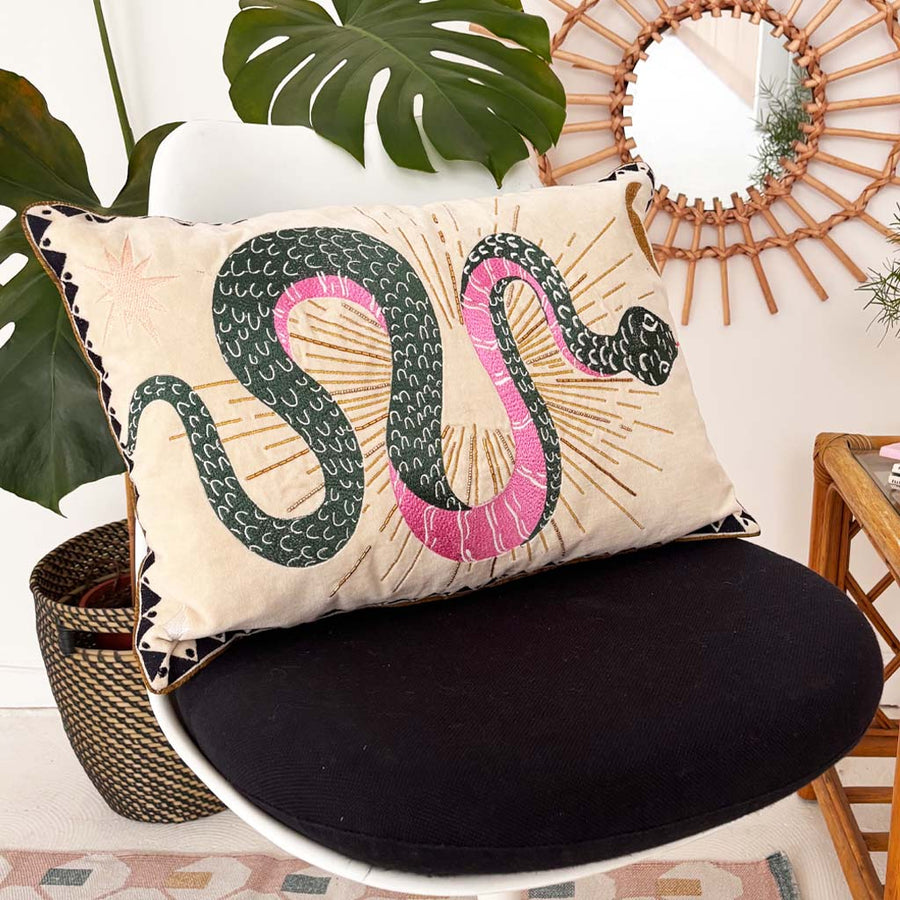 Snake Embroidered Cushion – ZSL Shop